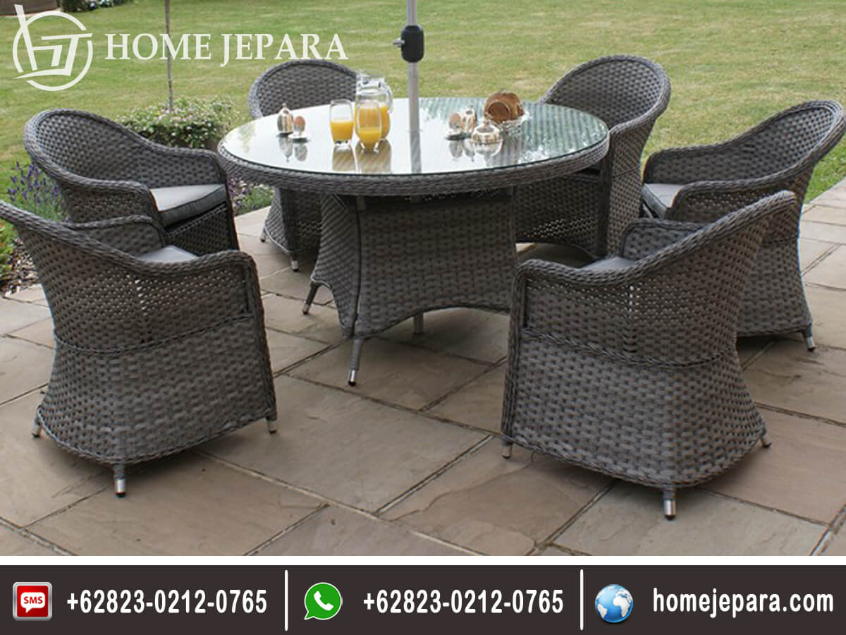 Set Meja Maka Rotan Taman Bulat Modern HJ-0642 | Home Jepara
